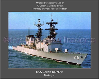 USS Caron DD 970 Personalized Canvas Ship Photo 2 Print Navy Veteran ...