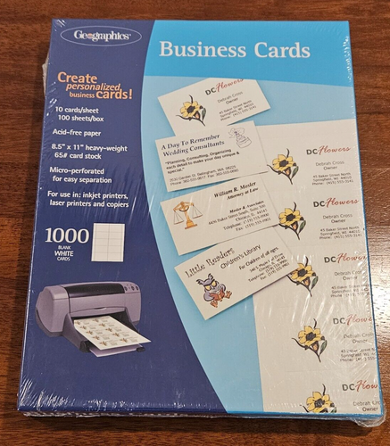 1000 Blank White Business Cards for Ink Jet Laser Copiers Geographics ...