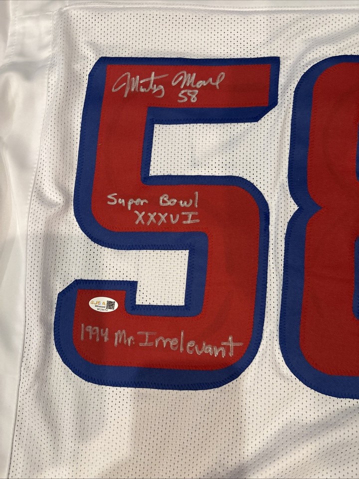 Marty Moore Signed New England Patriots Custom Jersey JSA Certified SB ...