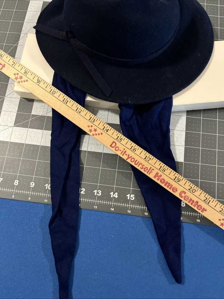 VTG Michael Howard Wool Hat Size 6 7/8 Navy Blue Felt Scarf / Tie-On ...