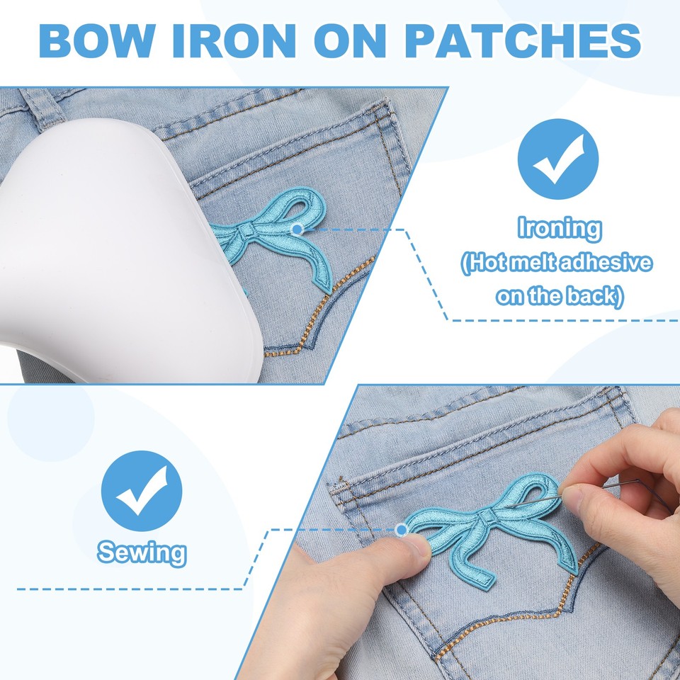 12Pcs Bow Patches, Bow Iron on Patches for DIY Clothing, Champagne Gold ...