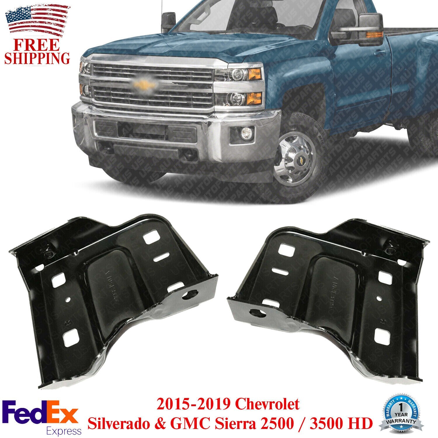 Front Bumper Inner Brackets LH & RH For 2015-19 Silverado & Sierra ...