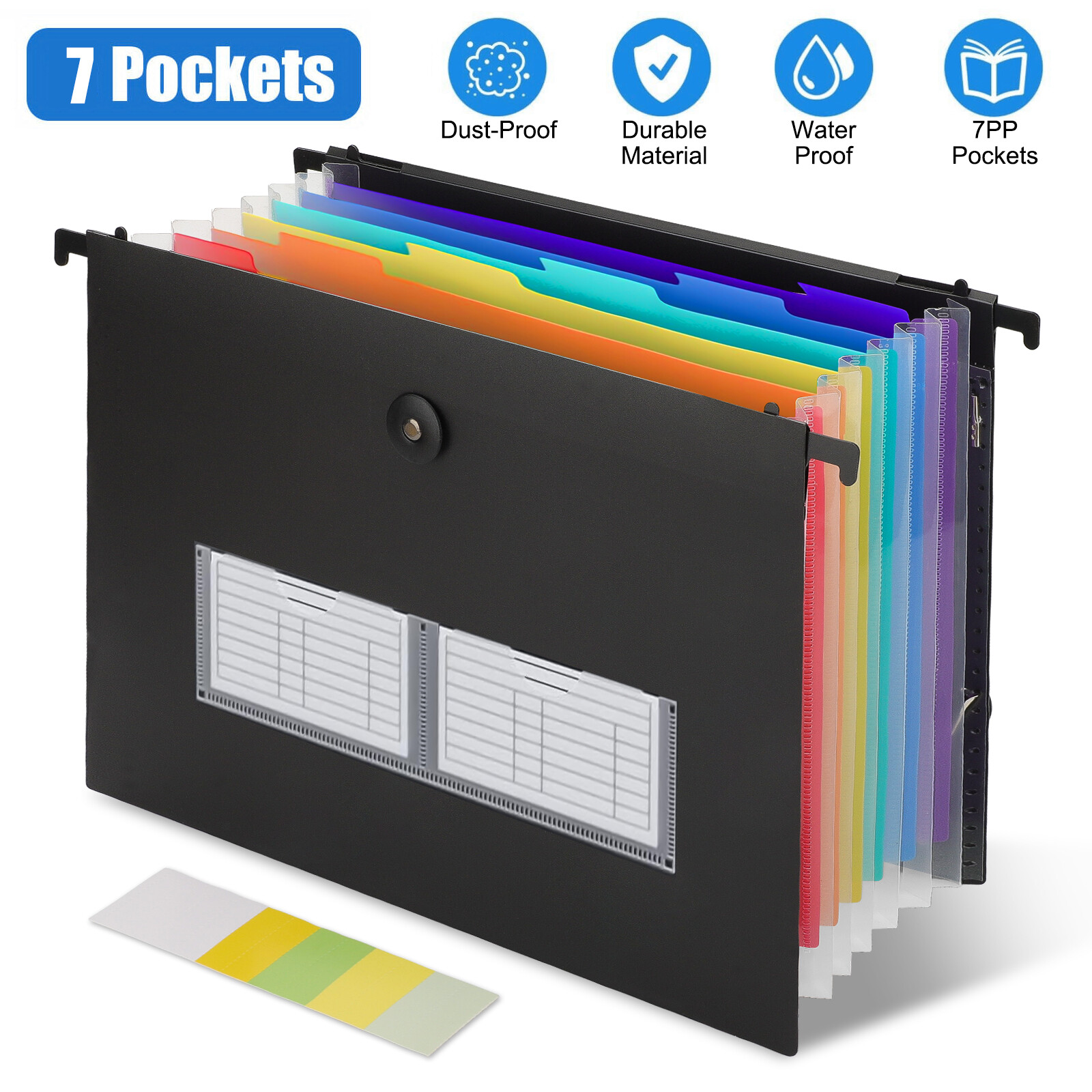 7 Pockets Expanding Hanging File Folders Universal Organizer w ...