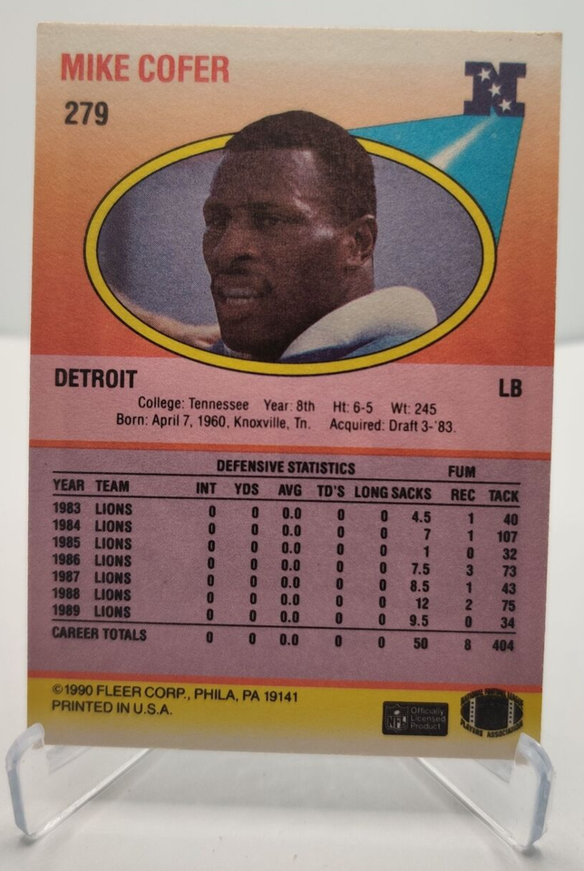 1990 Fleer Mike Cofer Detroit Lions #279 football card | eBay