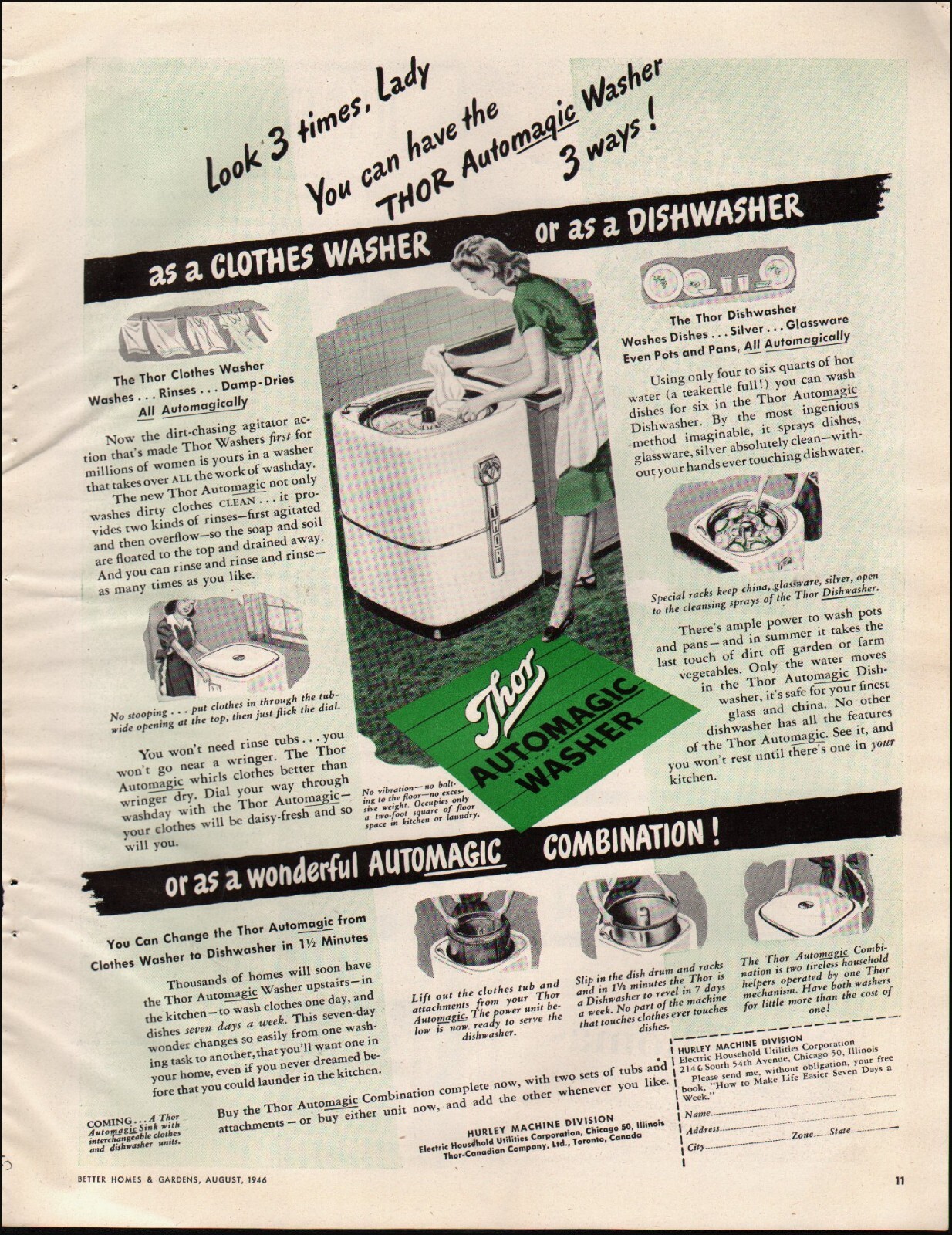 1946 Vintage ad Thor Automatic Washer retro appliance Art 02/07/23 | eBay