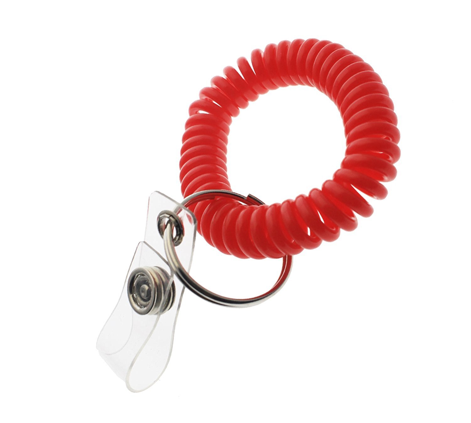 5 Pack - Ultimate Elastic Wrist Band Coil Key Ring & ID Badge Holder ...