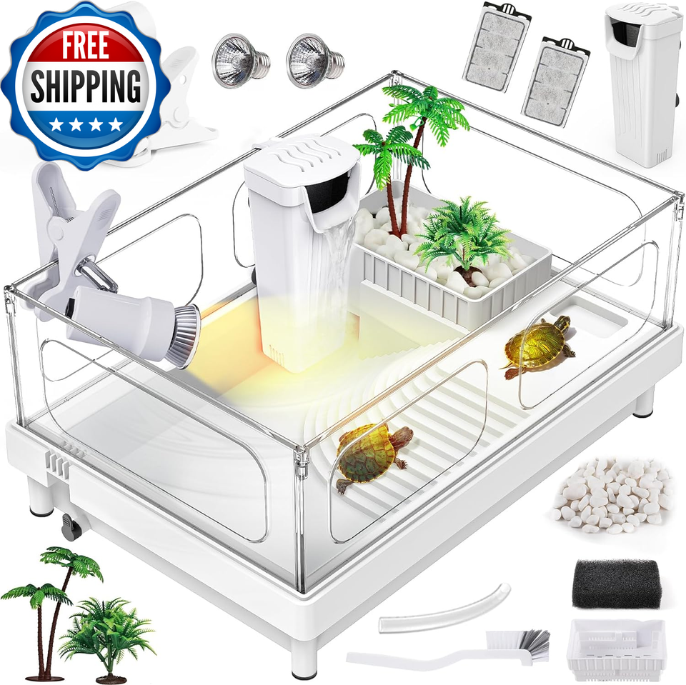 Small Turtle Tank Kit(Tank+Light+Filter), Acrylic Turtle Tank Starter ...