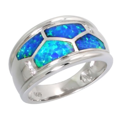 Sterling Silver Opal Cigar Band Ring w/ Cubic Zirconia Stones | eBay
