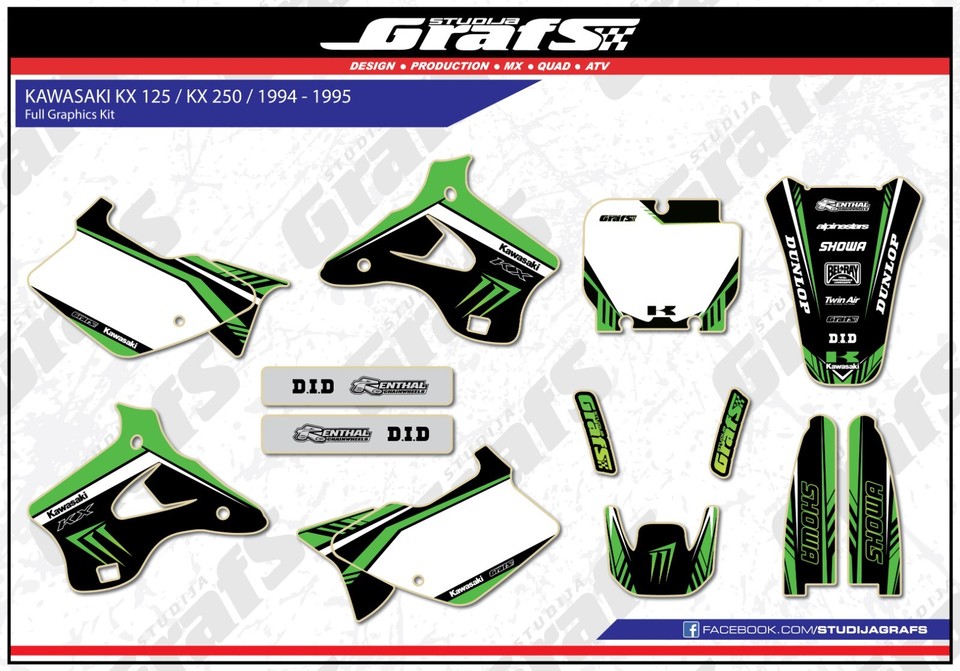 KAWASAKI Complete Graphics KX F KLX 65 85 110 112 125 140 150 230 250 ...