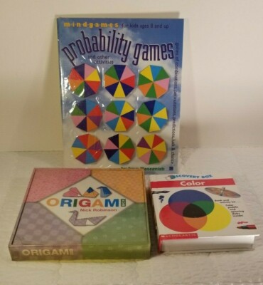 Lot Three (3) Mind Games: Probability Games, Discovery Colors & Origami ...