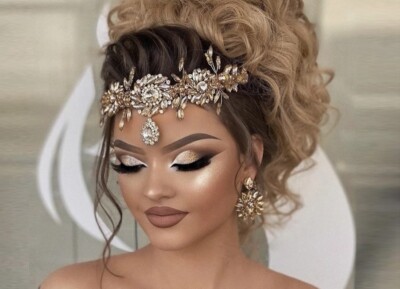 Rhinestone Bridal Star Forehead Tiara Wedding Headpiece Gold Crown Hair ...