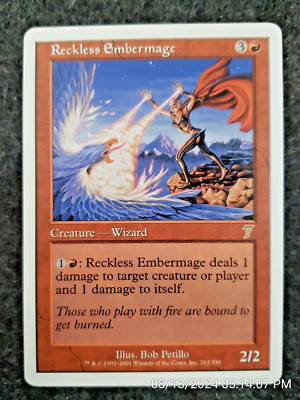 Reckless Embermage NM, NEVER PLAYED Magic the Gathering MTG 7th Ed ...