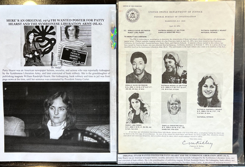 PATTY HEARST HEIR SYMBIONESE LIBERATION ARMY SLA FBI WANTED POSTER ROB ...