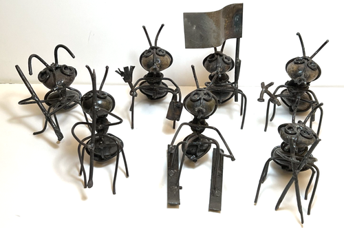 "Ant Army" Metal and Stone Ant Sculpture. Seven Ants | eBay