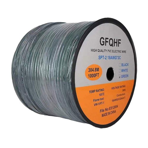 1000FT Green SPT-2 Zip Cord Wire 18/2 Extension Electrical Cable, UL ...