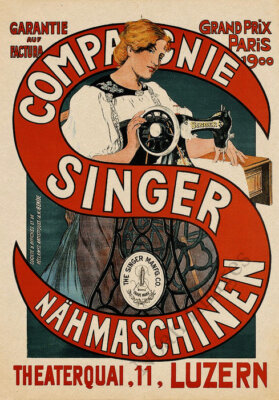 Singer vintage sewing machine ad poster repro 16x24 | eBay
