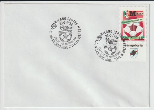 1988 - MILAN CALCIO - BUSTA PRIMO GIORNO FDC - VITTORIA DEL CAMPIONATO ...