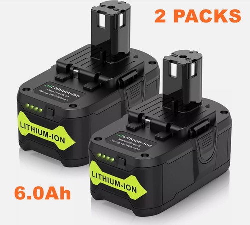 2PCS 6.0Ah 18V Lithium Battery for Ryobi P102 P107 P200 P201 P203 P108 ...