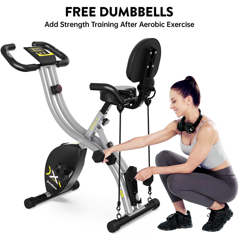 Home 3-in-1 Exercise Bike Folding Stationary Exercise Bikes Fitness ...