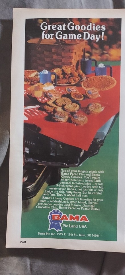 1981 print ad-Bama Pie Land USA-Great Goodies for Game Day! Tarts ...