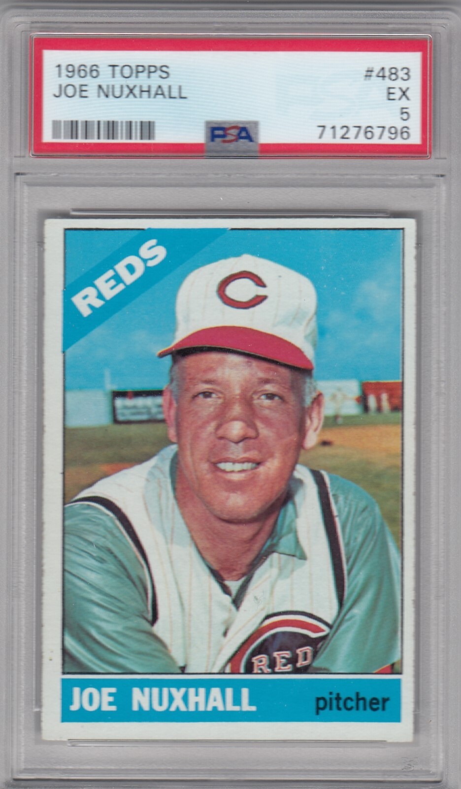 1966 TOPPS JOE NUXHALL CINCINNATI REDS PITCHER BROADCASTER #483 PSA 5 ...