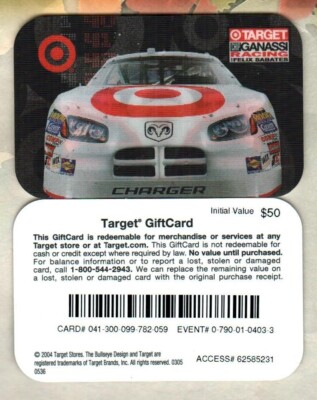 TARGET Ganassi Racing ( 2005 ) Lenticular Gift Card ( $0 ) V3 - RARE | eBay