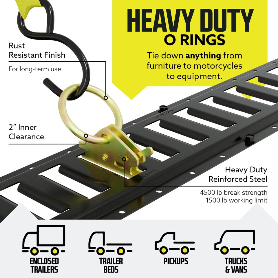 DC Cargo E Track Rails Tie-Down Kit 8' Etrack Rail, E-track Rings ...