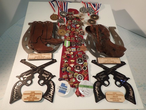 Large Lot SASS Western Shooting Competition Awards Pins Medals Wall ...