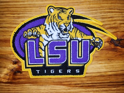 9.75 inch LSU Tigers chenille and embroidered iron on patches. No ...
