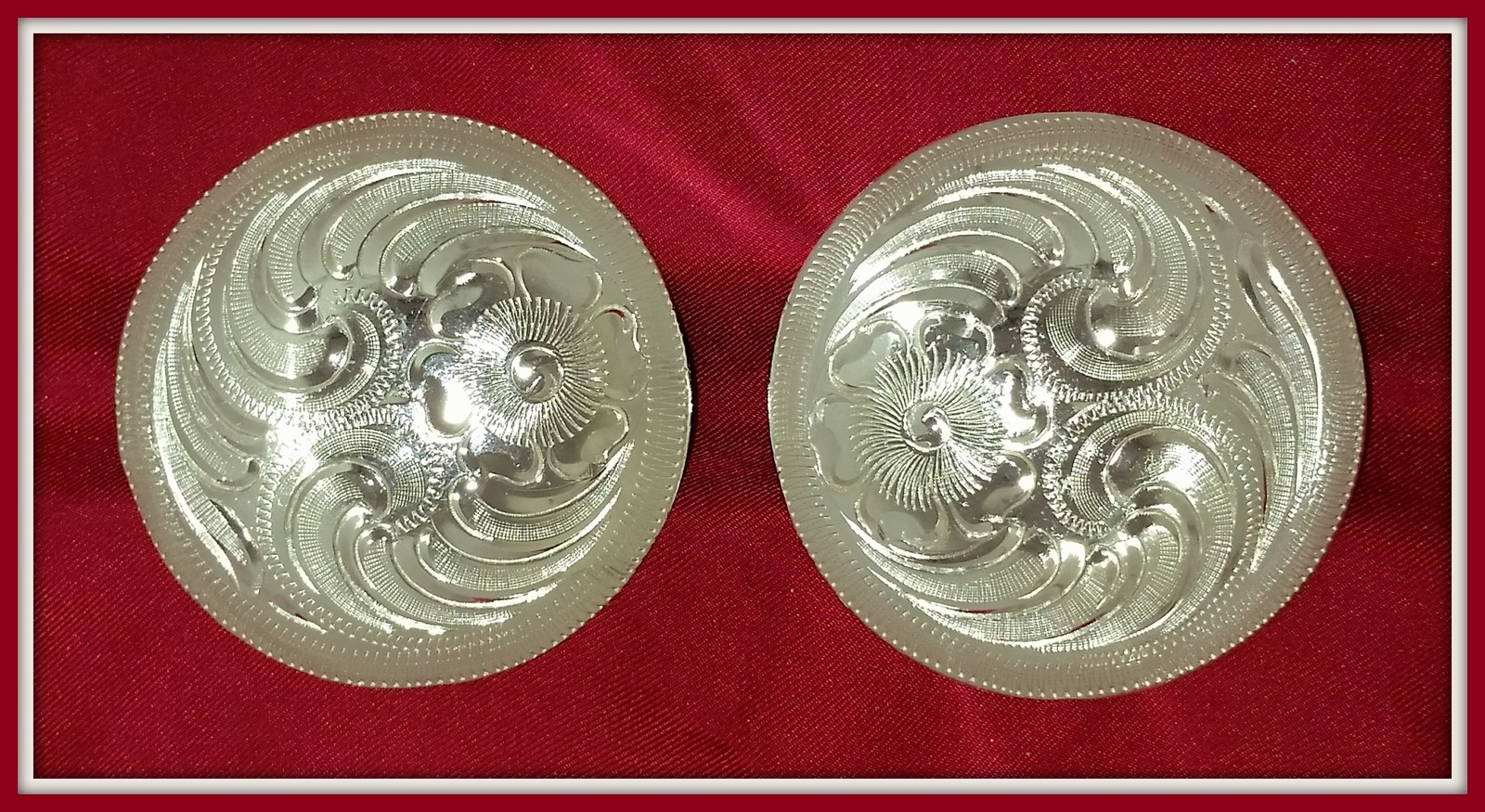 2 - 2" Silver Hand Engraved Western Conchos | eBay