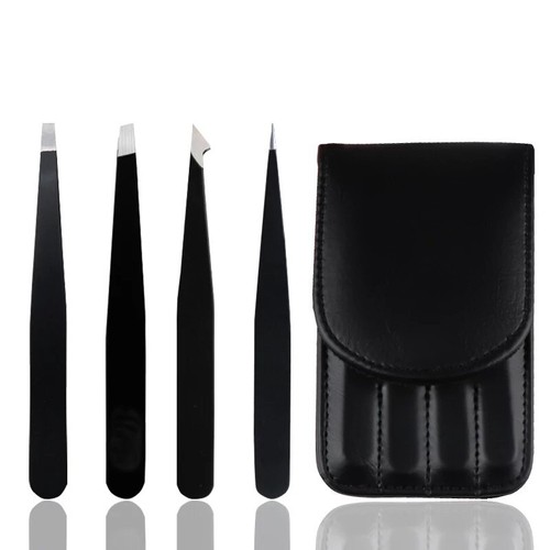 4 PC Stainless Steel Eyebrow Tweezer Set Hair Plucker Removal Hair ...