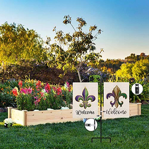 Garden Flag Stand Holder for Double Flags with Yard Flag Stopper Fleur ...