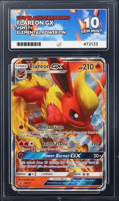 Ace 10 Gem Mint Flareon GX #SM171 Pokemon Black Star Promo Elemental ...