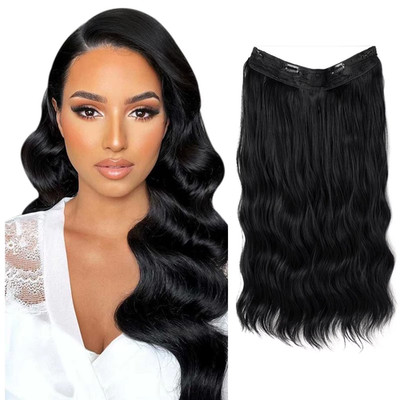 Synthetic Wave Invisible Clip in Hair Extensions Fish Line Ombre ...