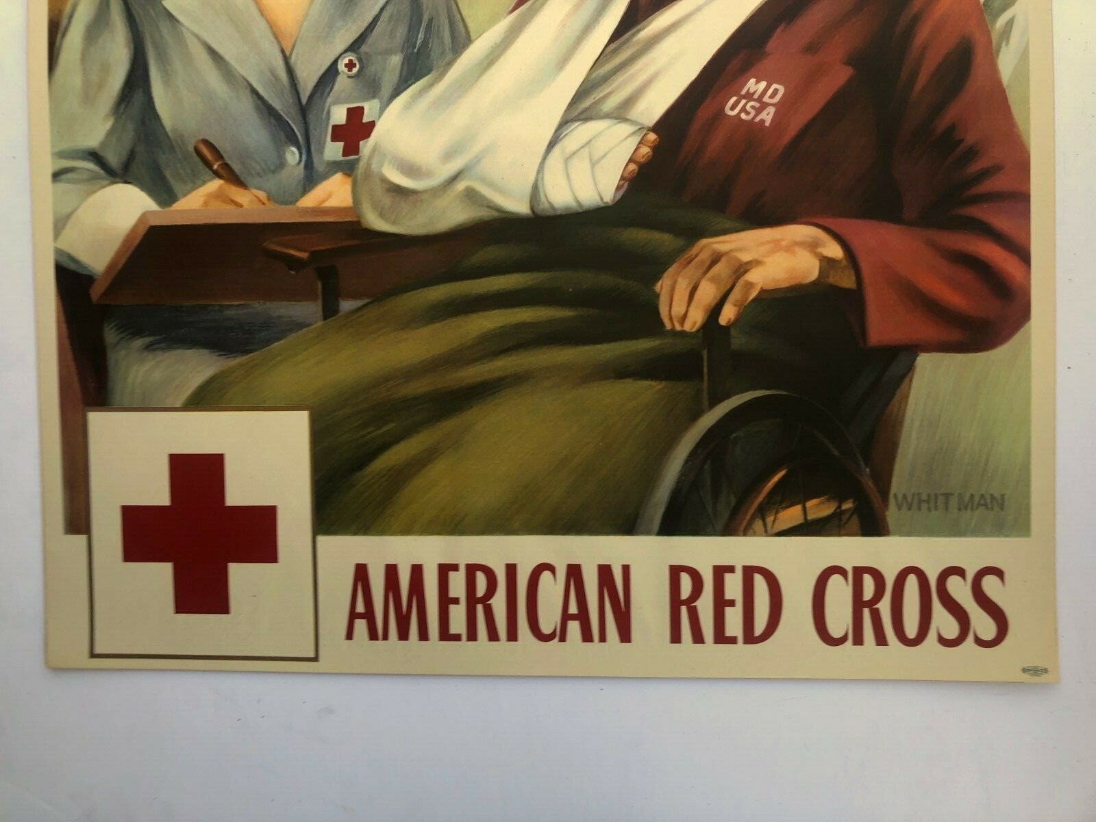 1943 Authentic WWII Poster - American Red Cross w/ Nurse and Injured ...