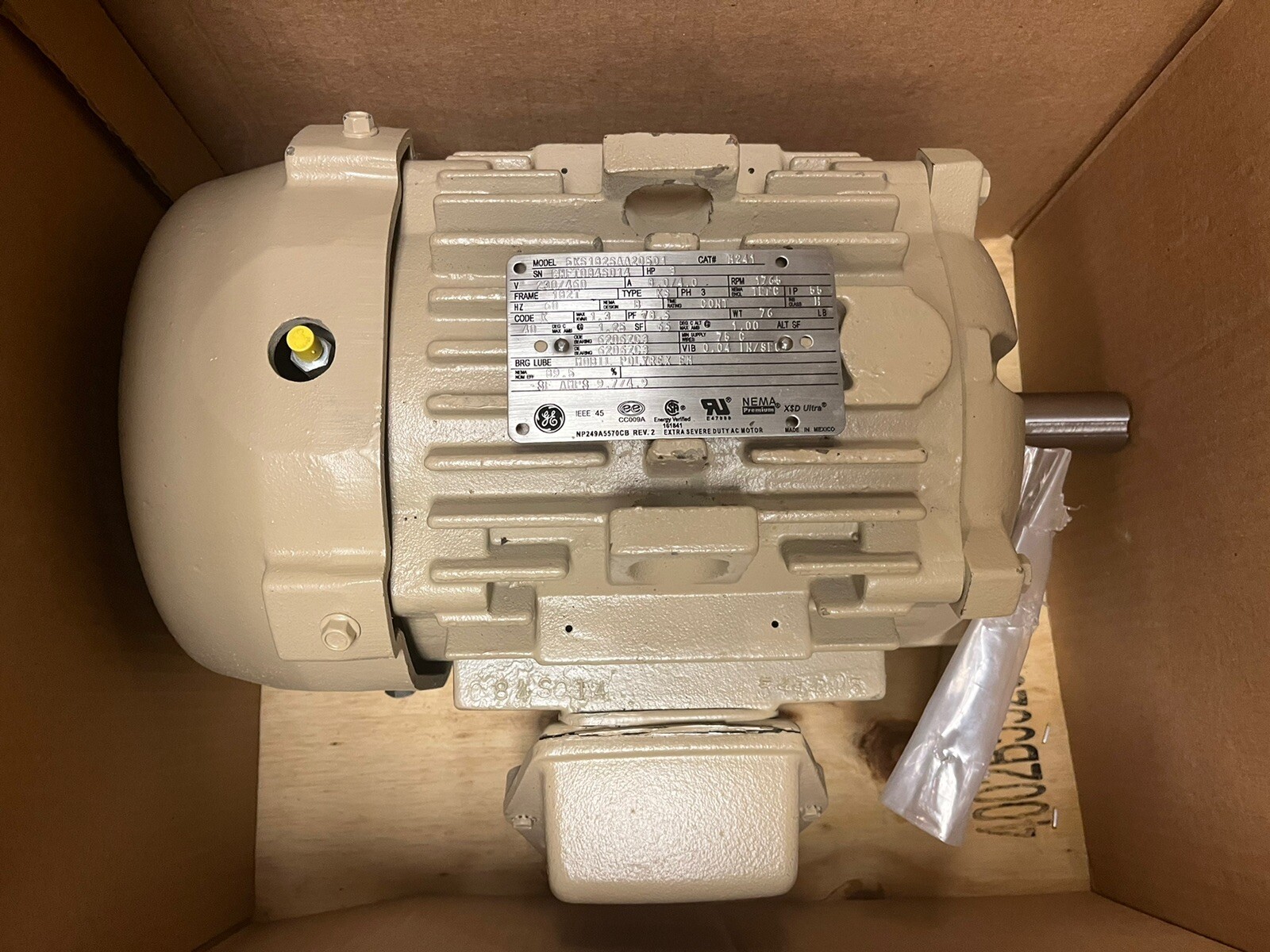 GE,5KS1825AA205D1,KS MOTOR 3HP 1765RPM 3PH 182T | eBay