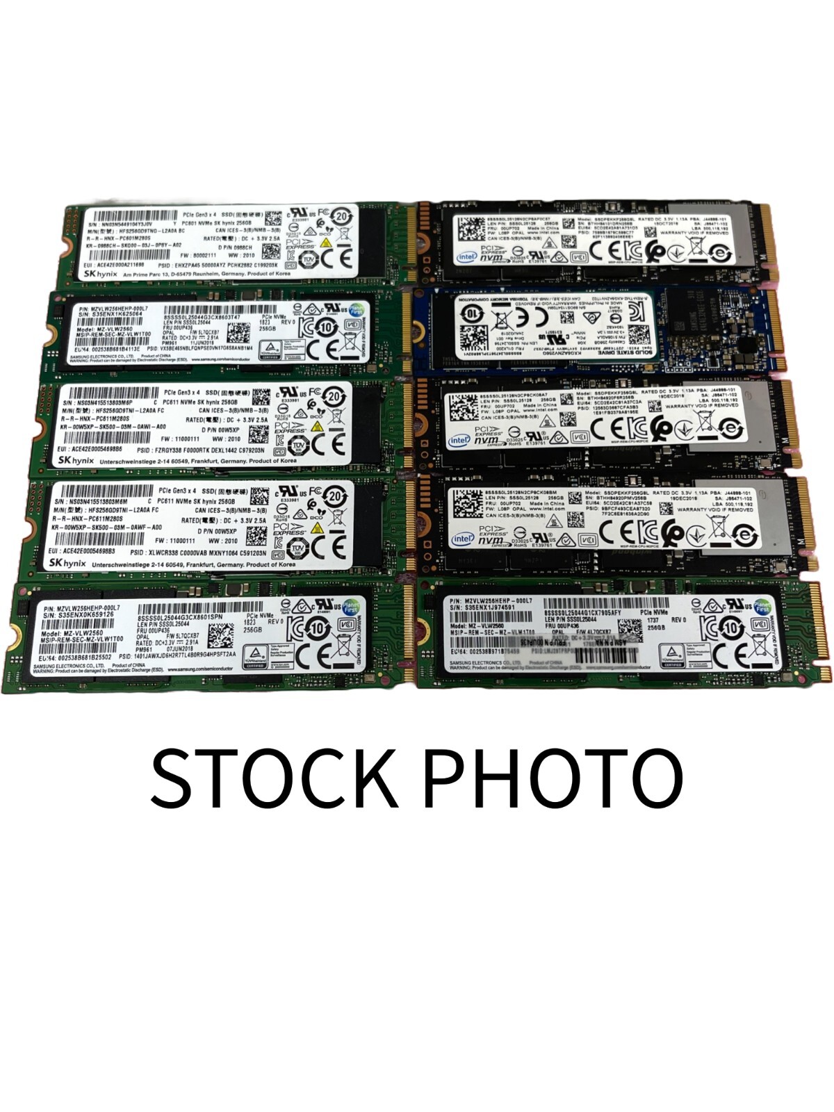 Lot of (10) 256GB NVMe PCIe M.2 2280 SSD - Solid State Drives Major ...