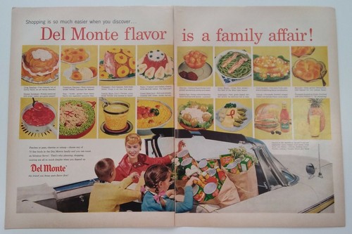 Del Monte Print Ad Original Rare Vtg 1950s Fruit Family Fun Seagram Red ...