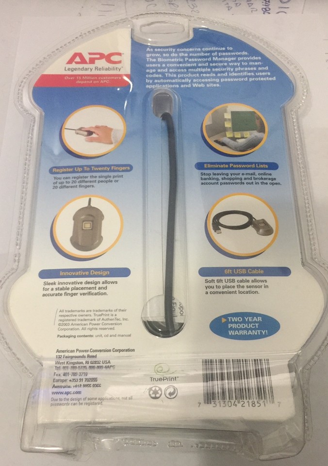 APC Biopod Fingerprint Reader Biometric Password Manager Windows XP ...