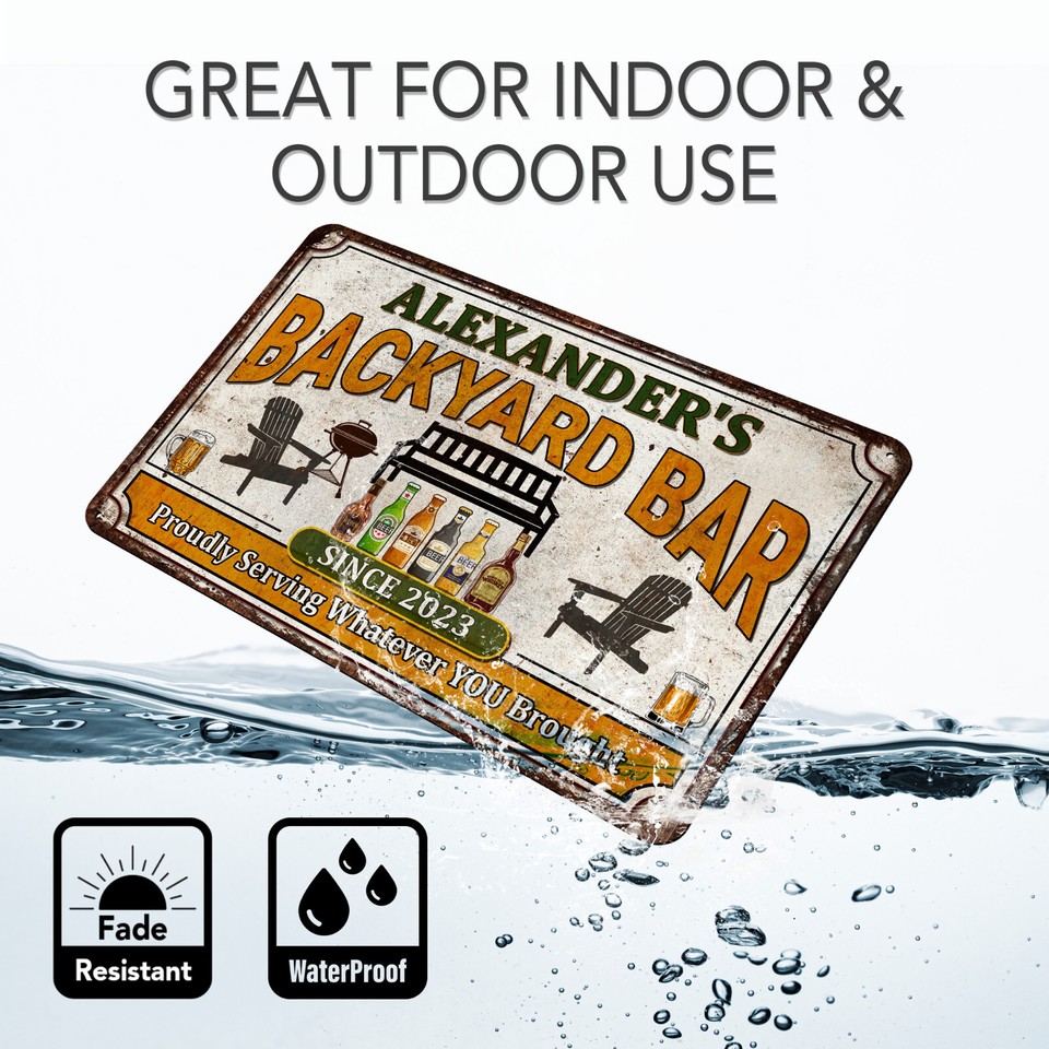 Custom Backyard Bar Sign Outdoor Bar Patio Decor Metal Beer Sign ...