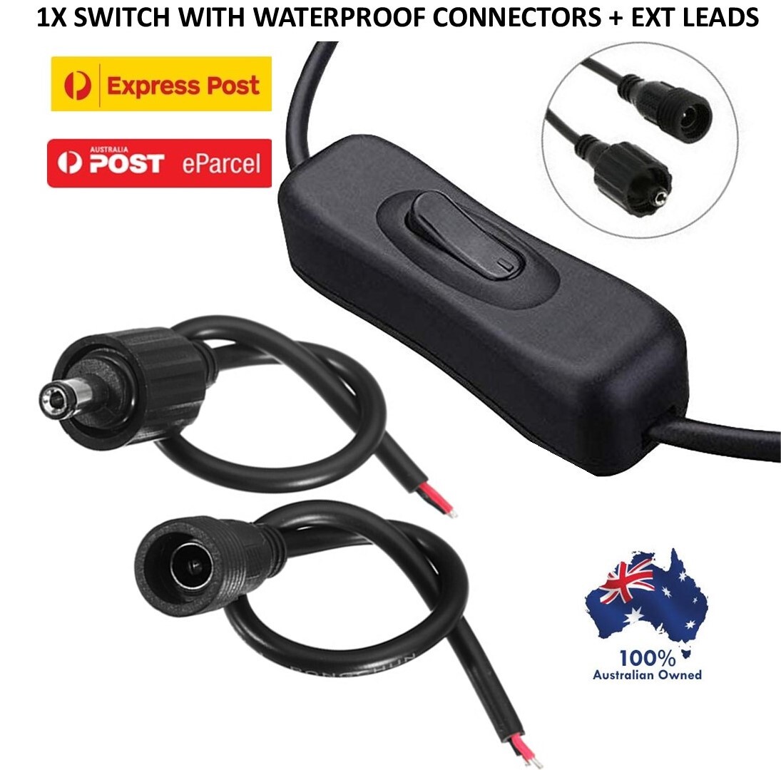 12V WATERPROOF INLINE POWER CABLE CONNECTOR WITH ON OFF SWITCH LIGHT ...