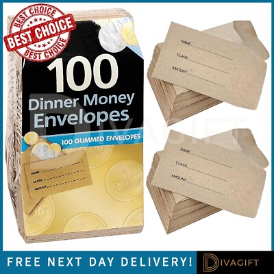 SMALL DINNER BROWN ENVELOPES 102 X 68MM 80GSM FOR MONEY WAGES COIN ...
