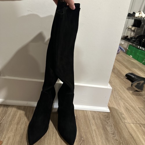 Coach black suede heeled knee high boot womens 8 gold hardware | eBay