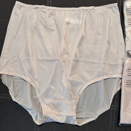 3 Pair Vintage Bali 23465 Sand Beige Nylon Satin Full Cut Brief Panties ...
