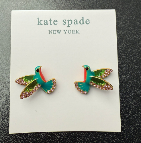 Kate spade diamond earrings, green bird shape. | eBay