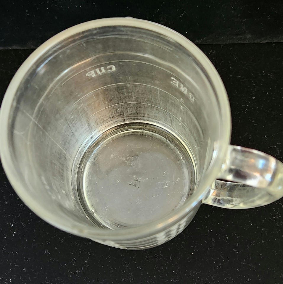 Vintage Hazel Atlas 1 Cup Glass Measuring Cup Embossed Clear Straight ...