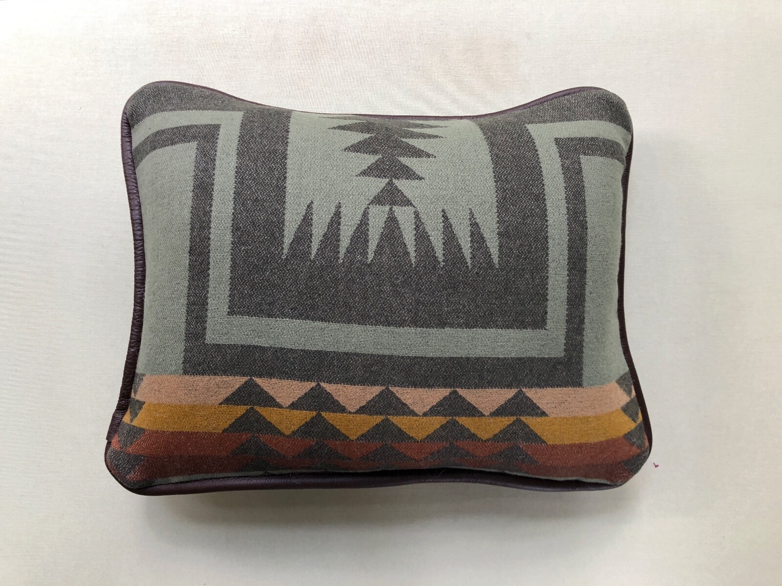 12"x14" Wool & Fudge Leather SW Pattern Pillow made w/Pendleton® Fabric ...