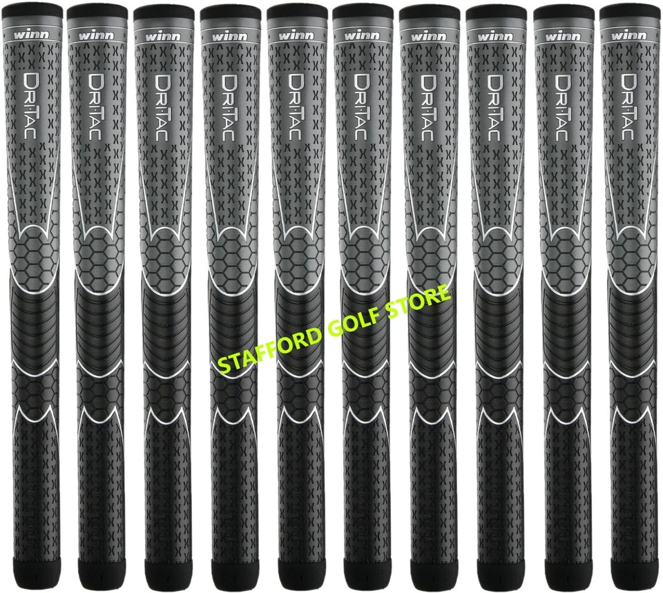 New Winn Dri-Tac Golf Grips Oversize +1/8" Core 60 Round Gray/Black ...