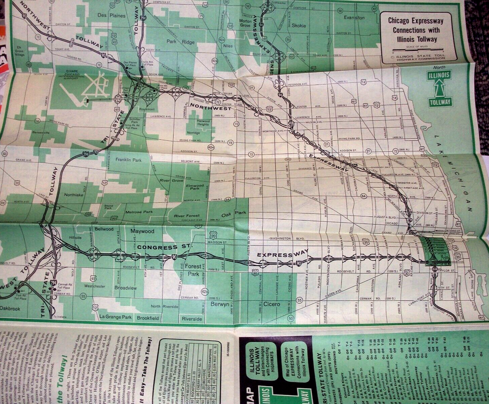 Vintage Official Illinois Tollway Travel Road Map EUC | eBay