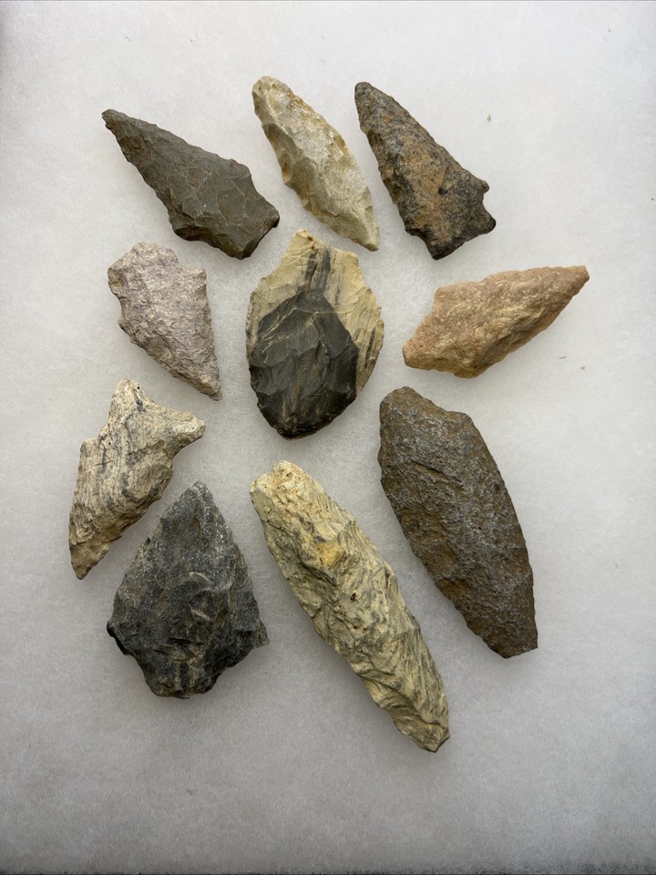 MLC s5934 (10) Archaic To Adena Arrowhead Relics Old North Carolina Artifacts | eBay